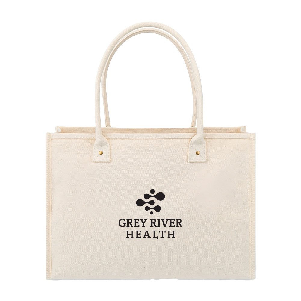 Large Structured Cotton Canvas Tote Bag With Antique Brass Details ...