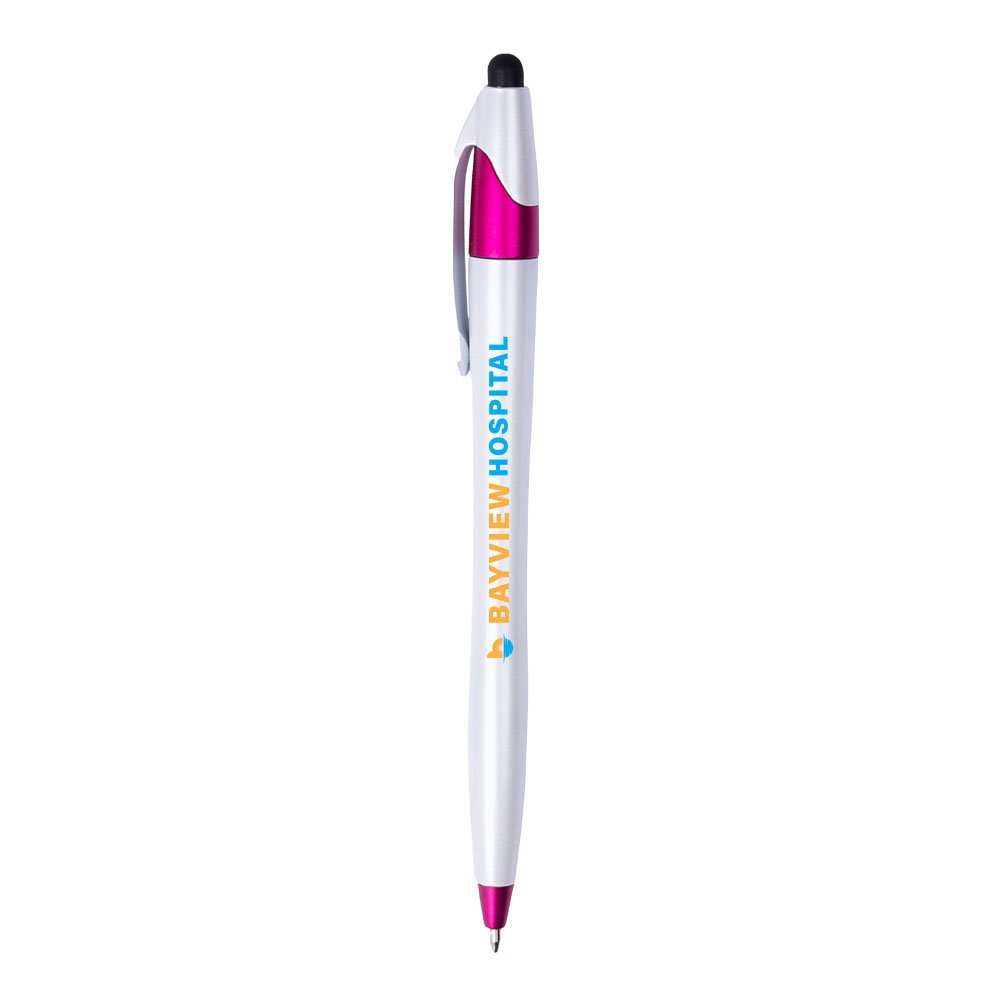 Dart Twist Pen with White Barrel & Stylus - Full Color ...