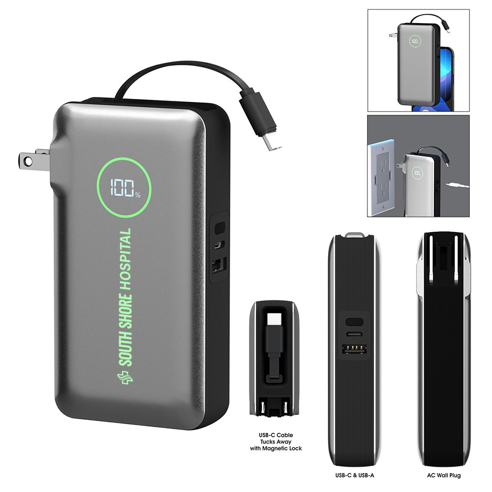 PhoneSuit Journey Type C Power Bank with Retractable Cable & Wall Port ...