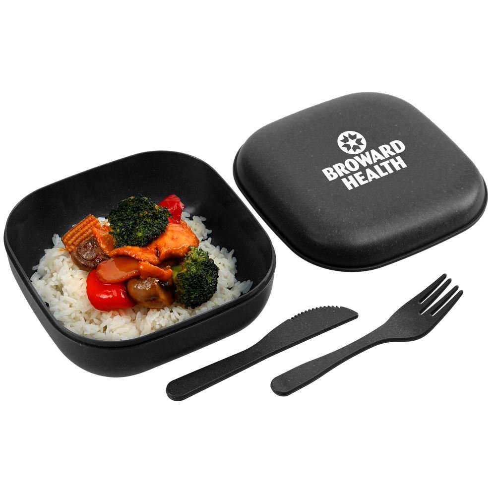 Wheat-Straw Food Storage Container with Utensils - Personalization ...