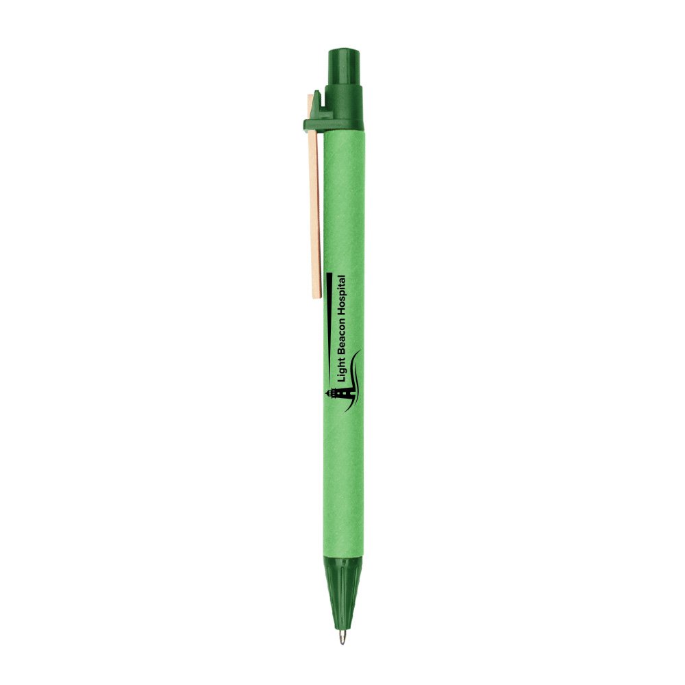 Colored Paper Barrel Pen With Wooden Clip - One-Color Personalization ...