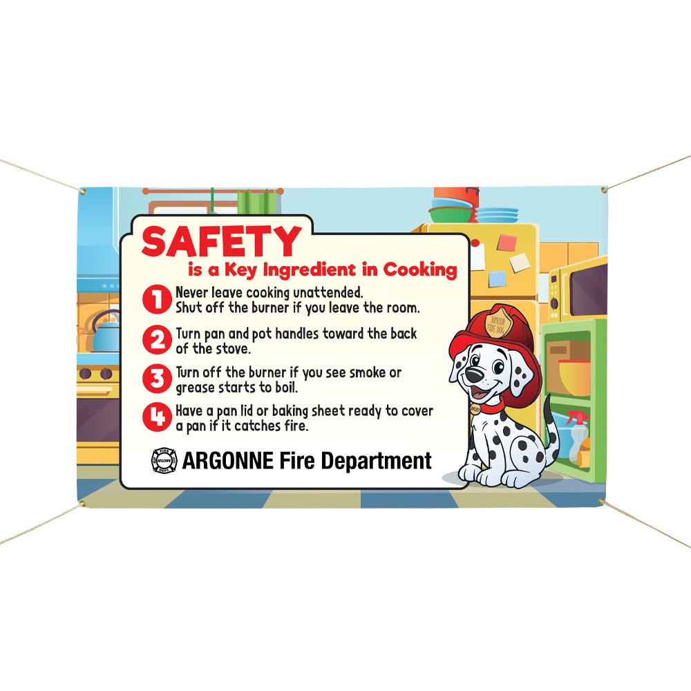 Safety Is a Key Ingredient in Cooking 5' x 3' Vinyl Banner - One-Color ...