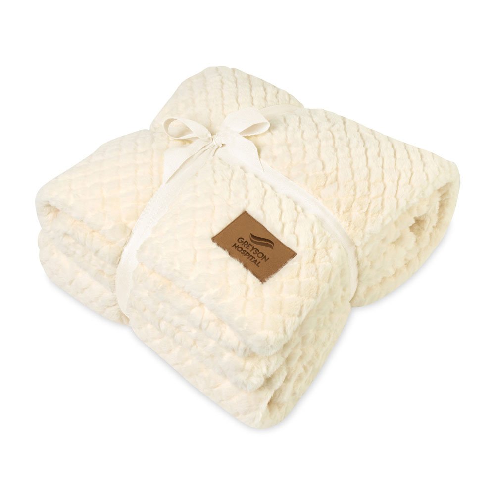 Luxe Plush Cream Textured Throw Blanket - Laser-Engraved ...