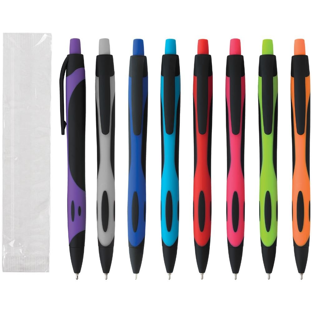 Sleek Write Two-Tone Rubberized Pen - Single Use - Individually Wrapped ...