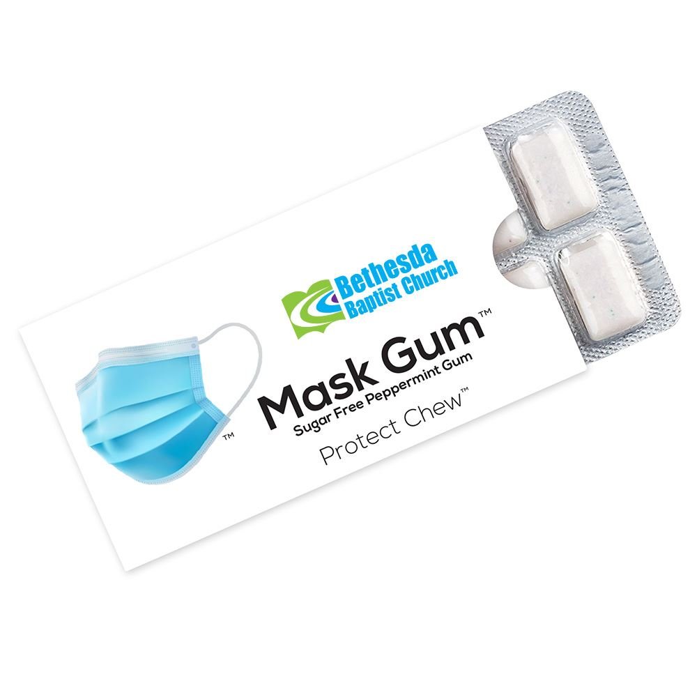 Mask Gum - 12 Piece Sugar Free Peppermint Gum Pack - Personalization ...