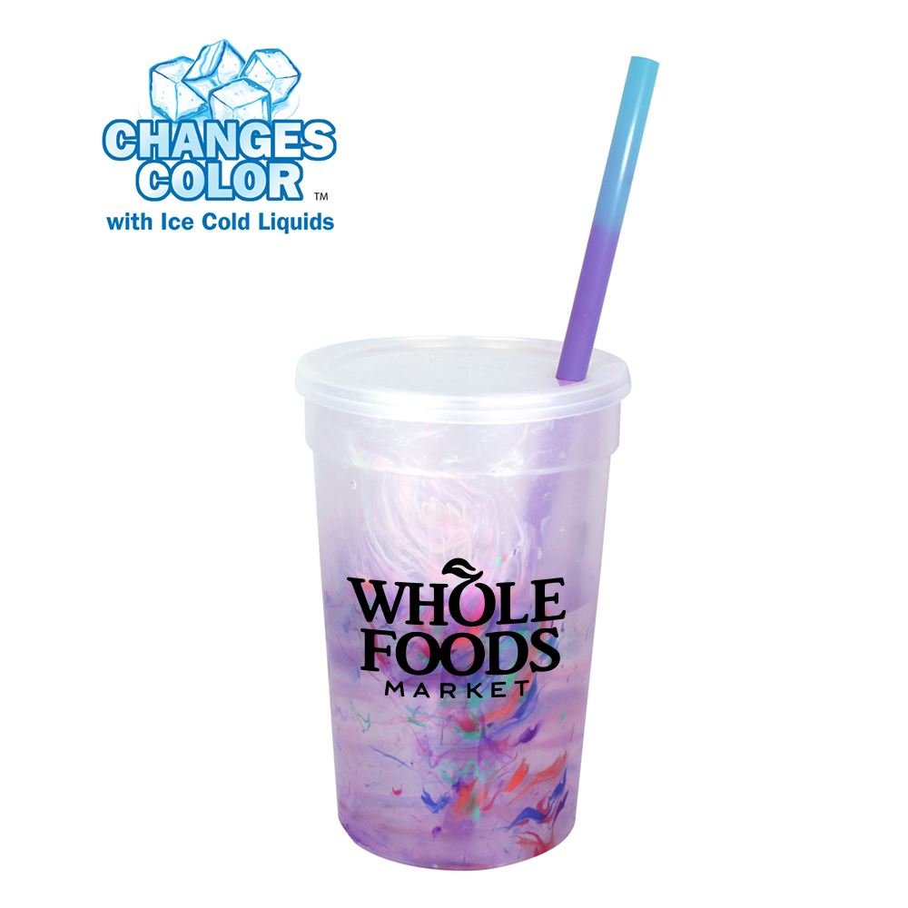 Rainbow Confetti Mood Cup with Lid and Straw - 22 Oz. - Personalization ...