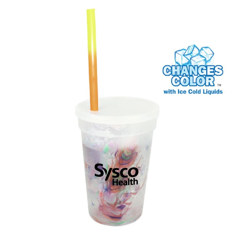 Rainbow Confetti Mood Cup with Lid and Straw - 17 Oz. - Personalization ...