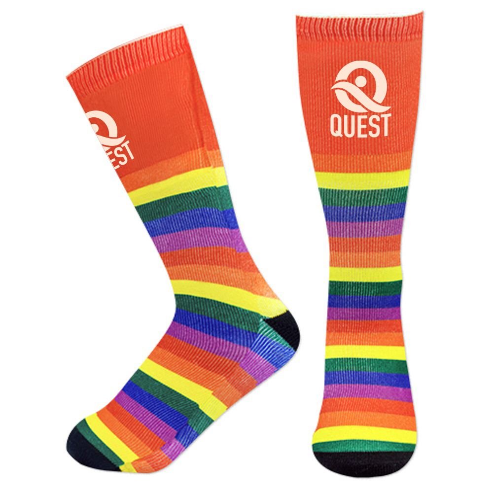 Rainbow Stripe Long Custom Socks - Personalization Available | Positive ...