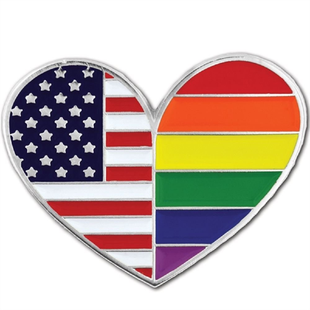 Rainbow with American Flag Heart Lapel Pin | Positive Promotions