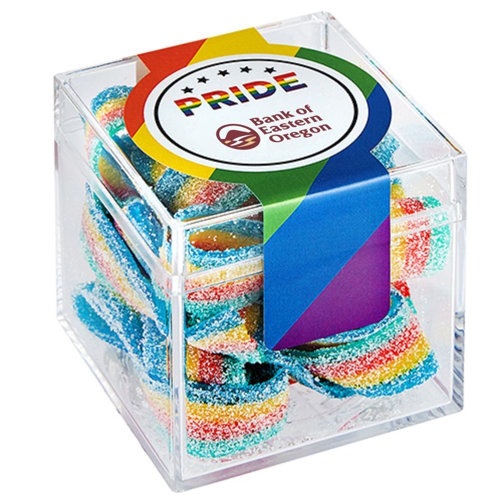Rainbow Sour Belts Candy Cube | Positive Promotions