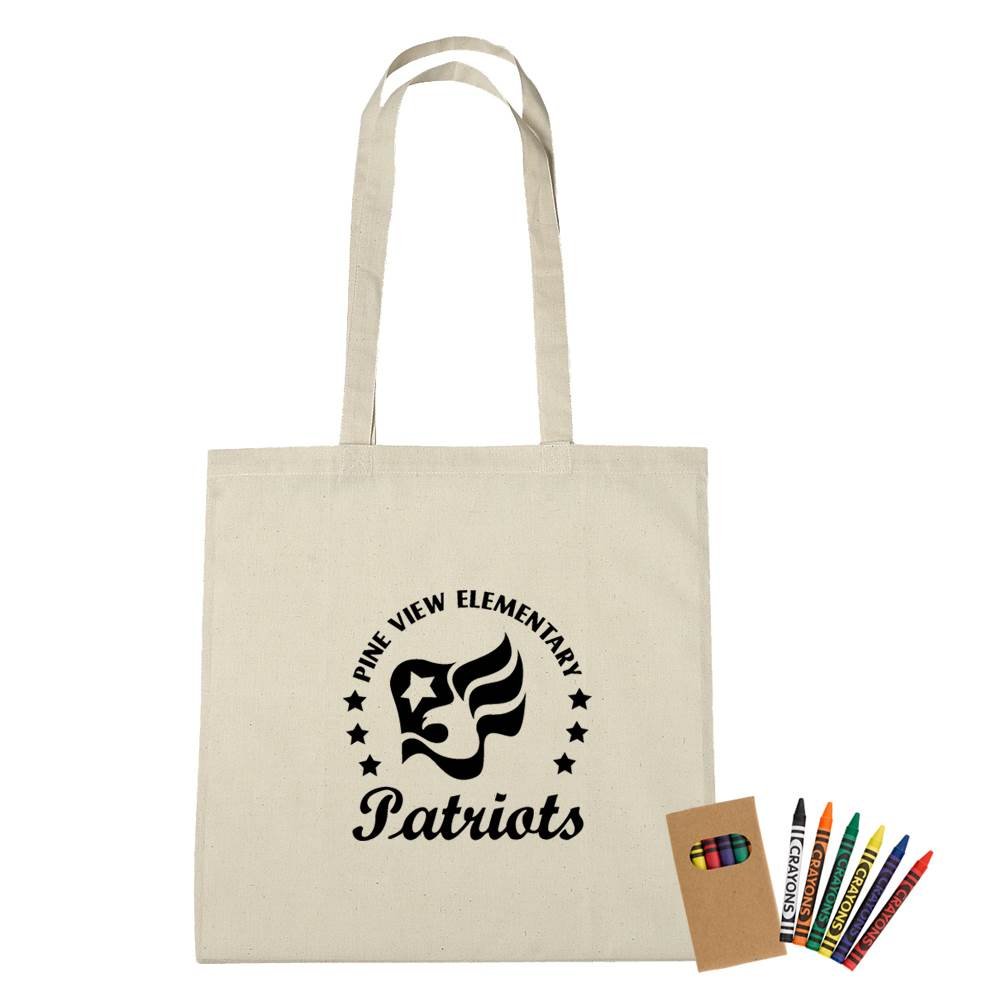 100% Cotton Coloring Tote Bag With Crayons - Personalization Available ...
