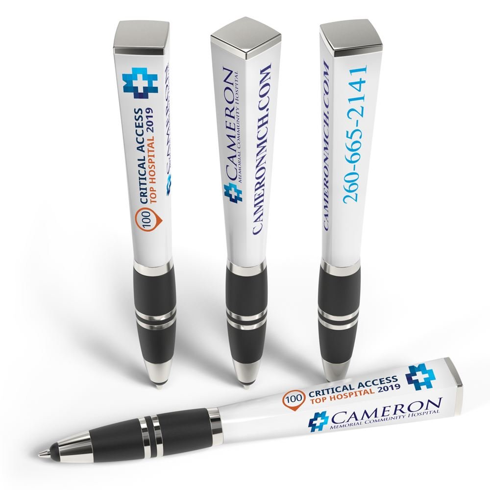 Four-Sided Ad Pen Square with Stylus - Full Color Personalization ...