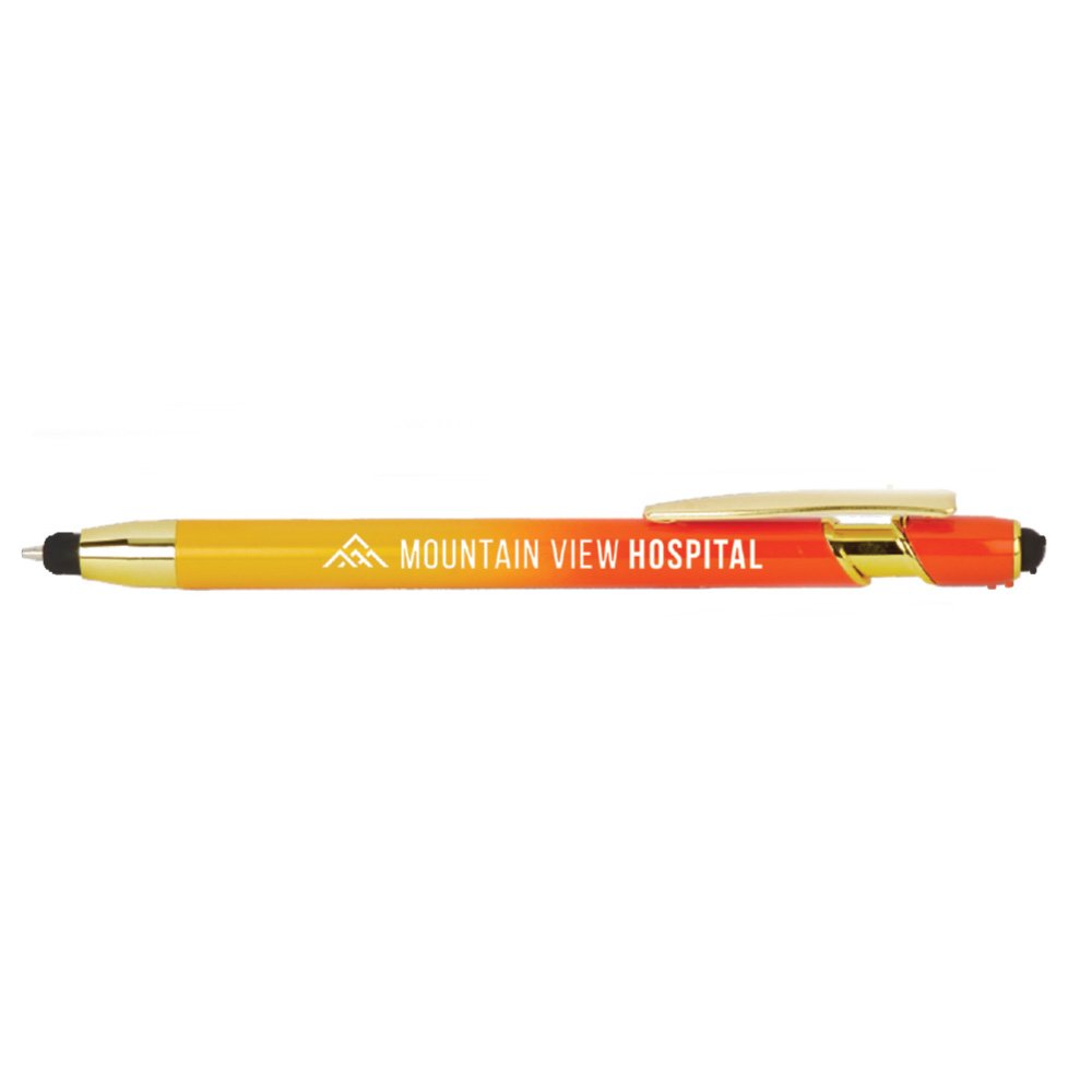 Orange Ombré Dual-Stylus Metal Pen - One-Color Personalization ...