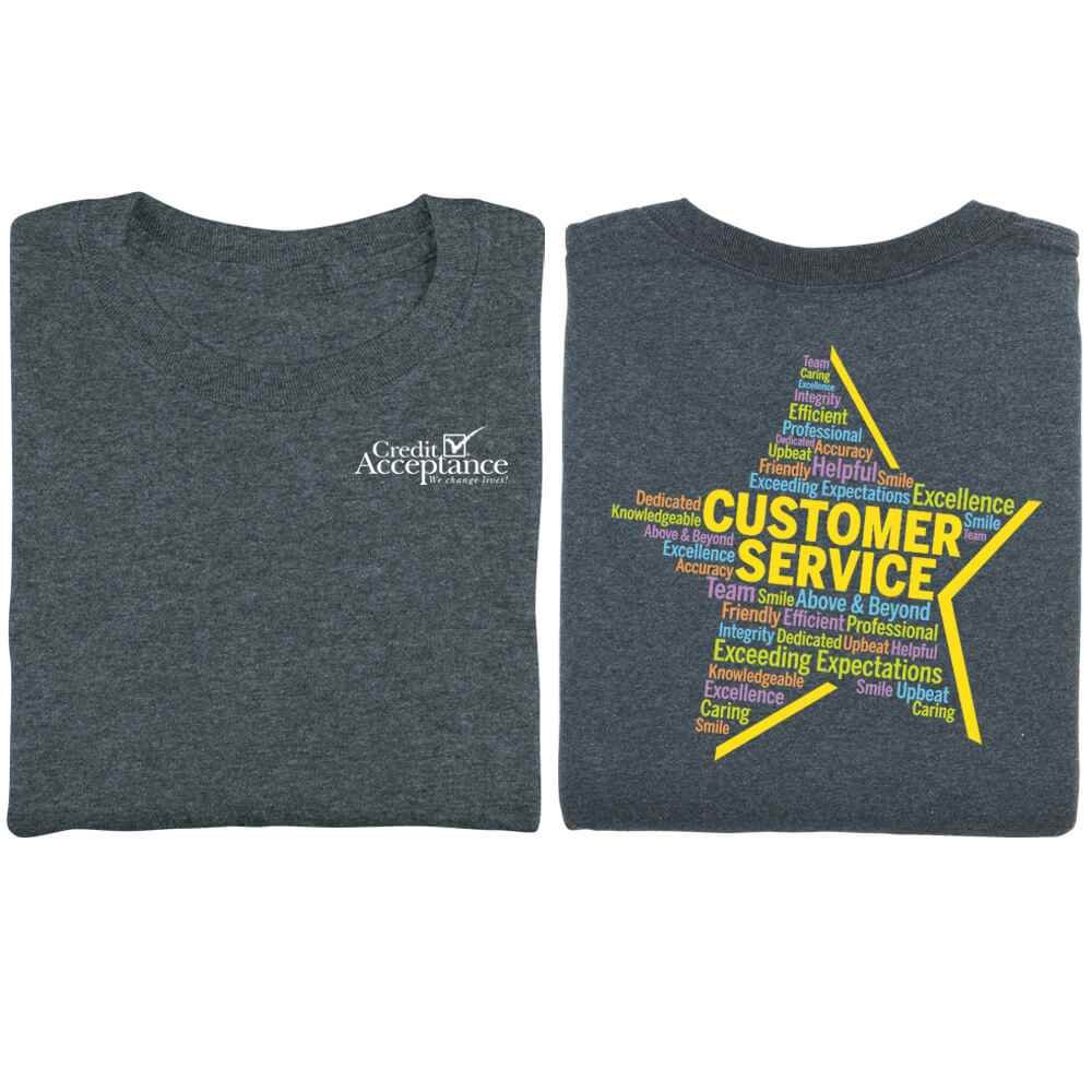 Customer Service Star Word Cloud Positive 2-Sided T-Shirt ...