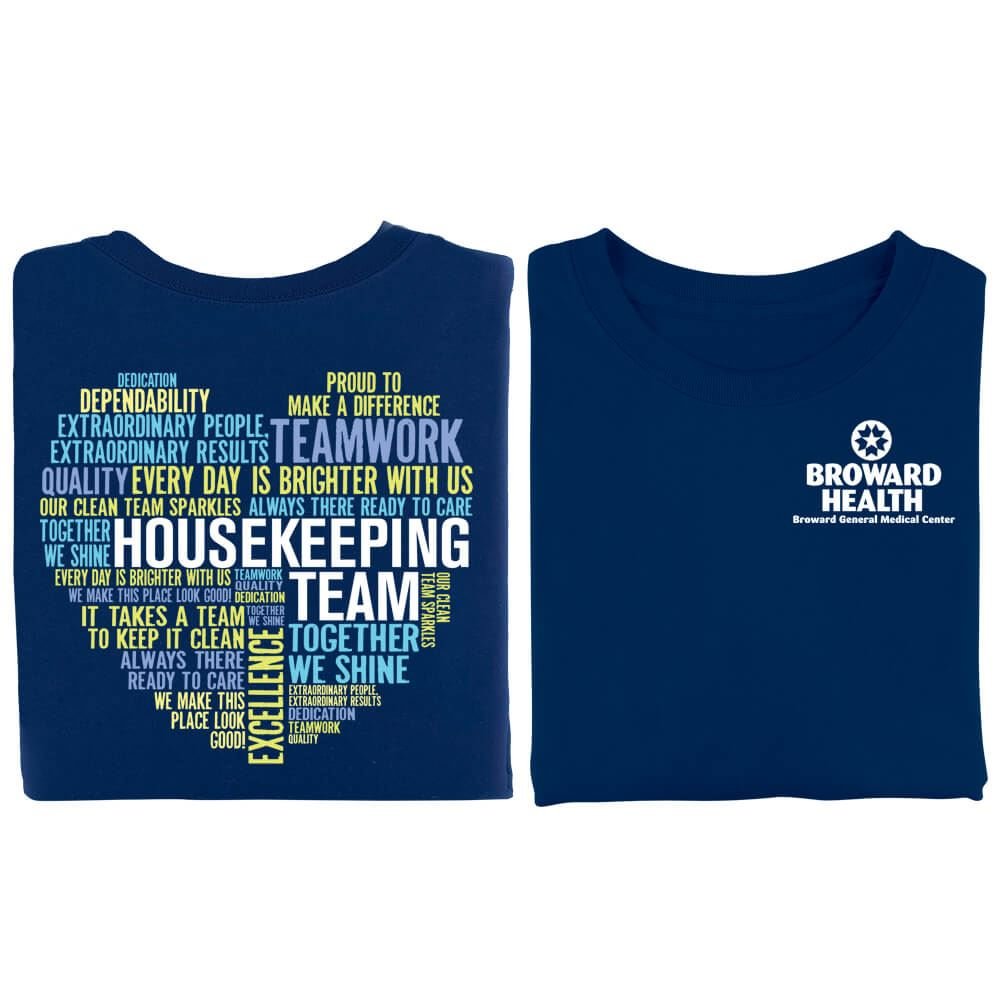 Housekeeping Team Heart Word Cloud 2-Sided T-Shirt - Personalized ...