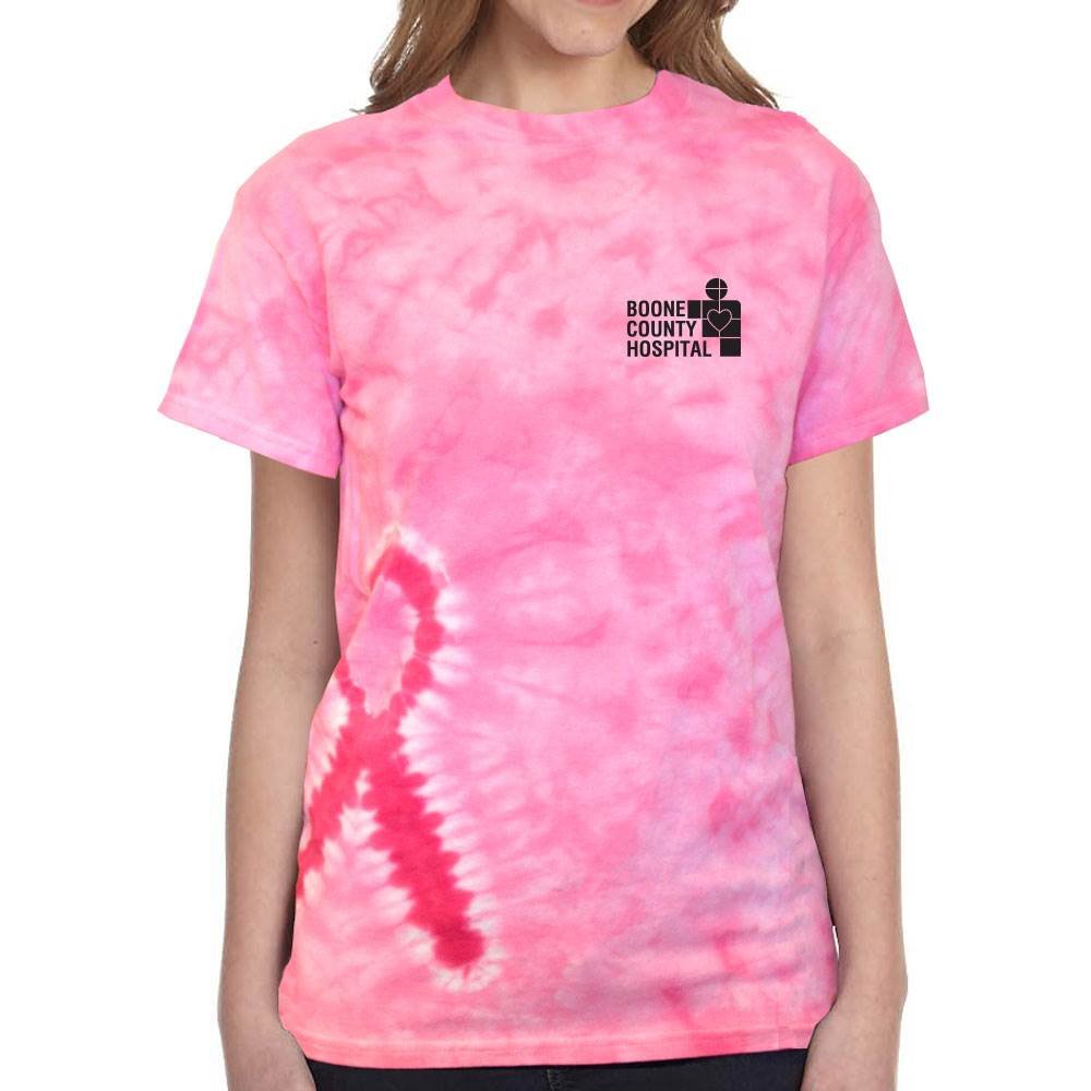 Breast Cancer Awareness Tie-Dye Pink Ribbon T-Shirt - Personalization ...