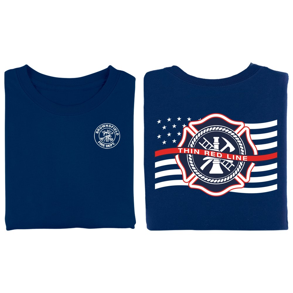 Thin Red Line Unisex Two-Sided T-Shirt - Silkscreened Personalization ...