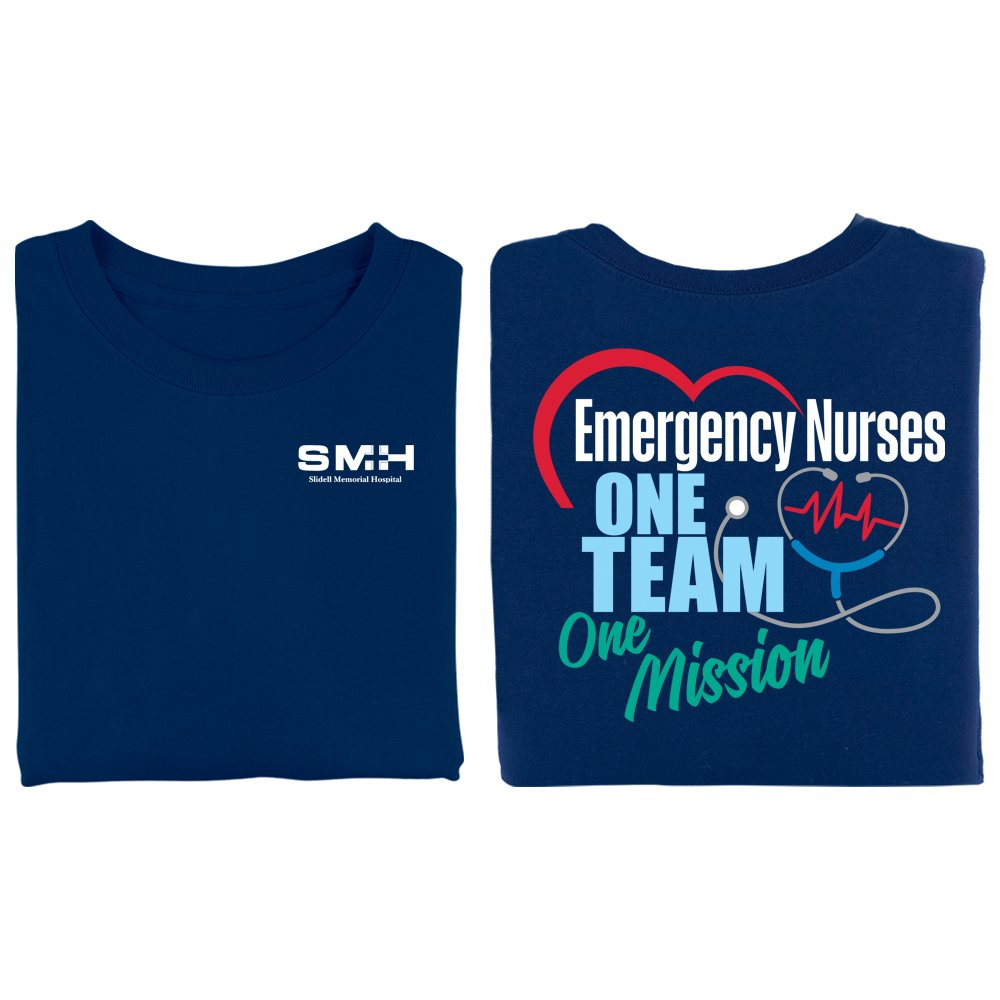 Emergency Nurses: One Team, One Mission Unisex Two-Sided Short-Sleeved ...