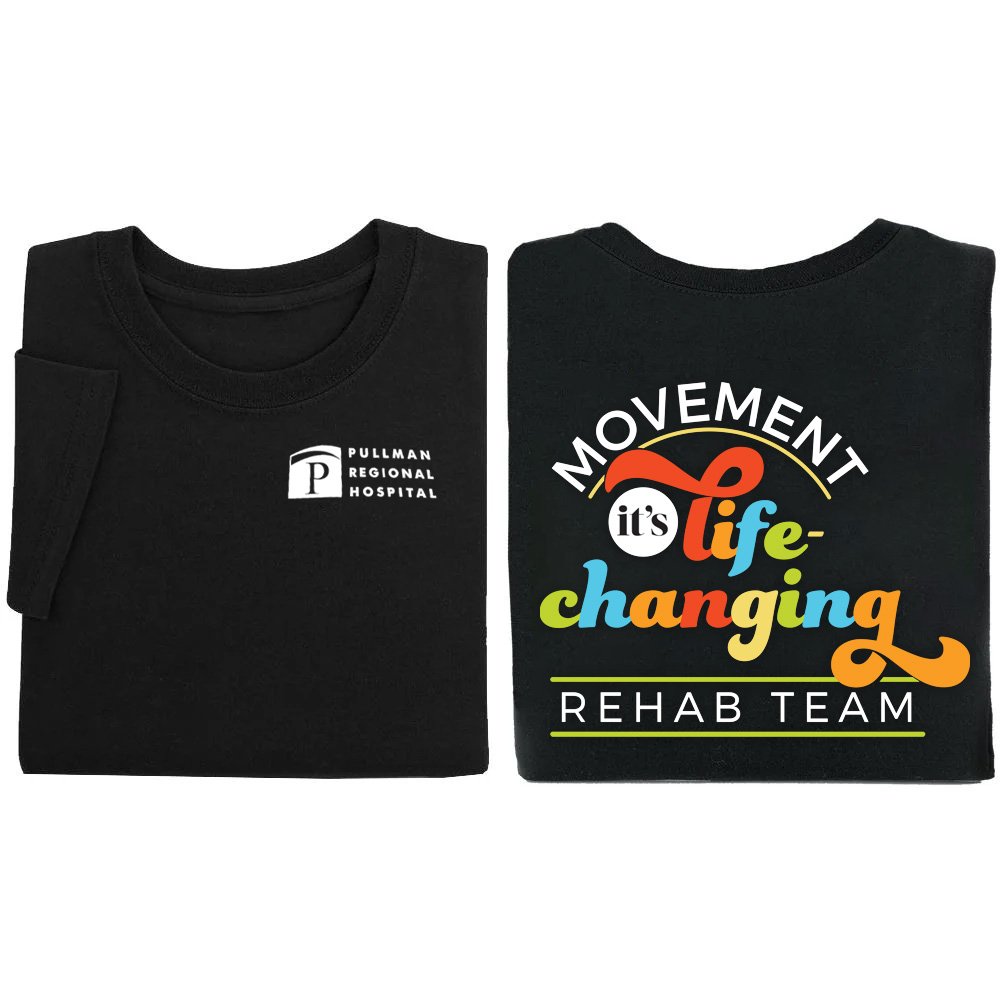 Rehab Team: Movement Is Life-Changing Unisex Two-Sided Short-Sleeved T ...