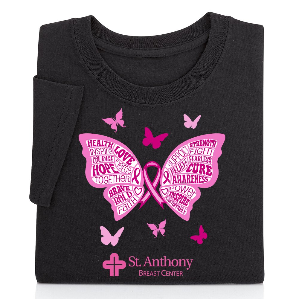 Breast Cancer Awareness Butterfly Unisex T-Shirt - Silkscreened ...