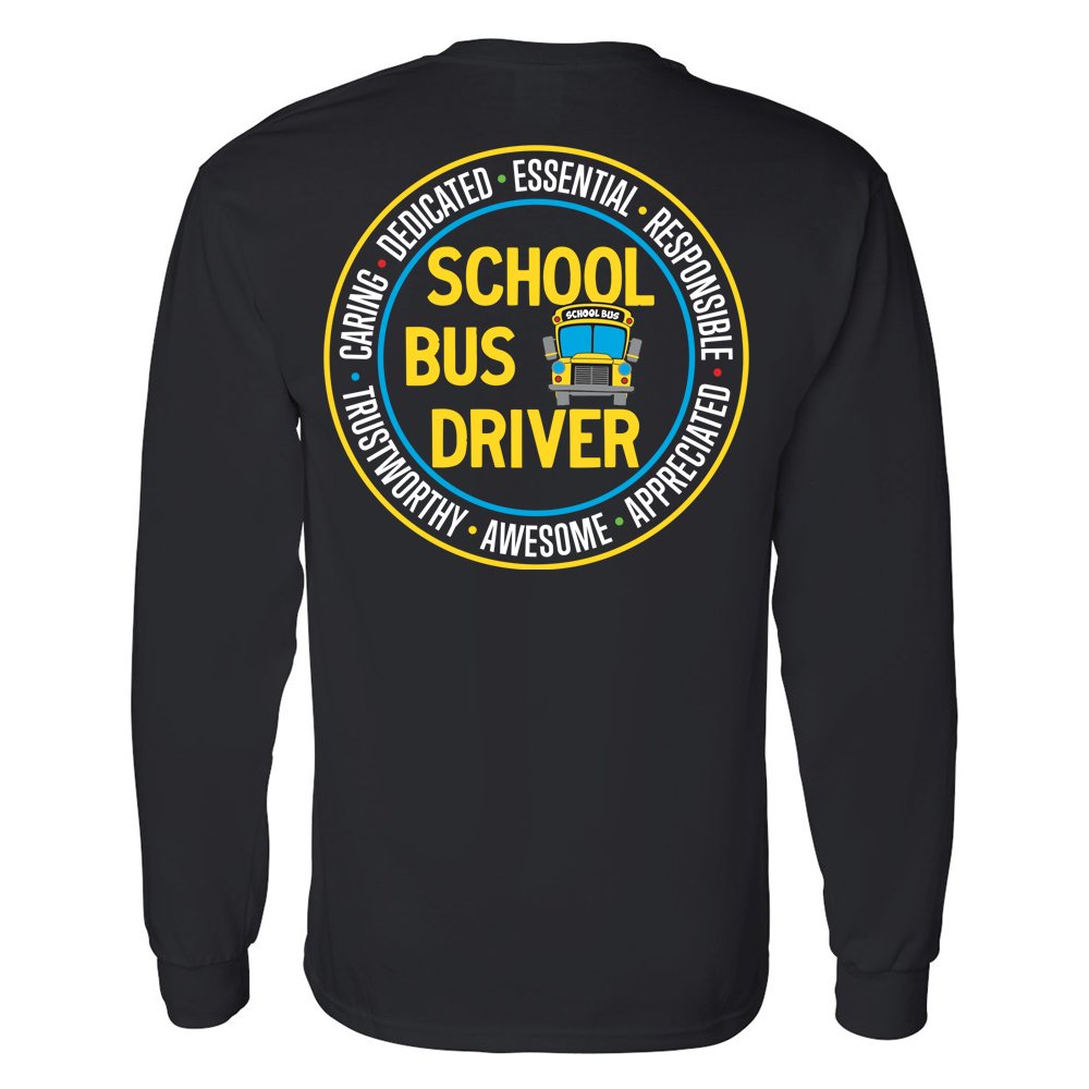 School Bus Driver Positive Unisex 2-Sided Long-Sleeved T-Shirt ...