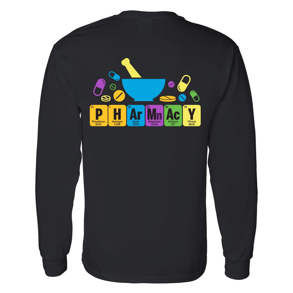 Pharmacy Periodic Table Unisex 2-Sided Long-Sleeved T-Shirt ...