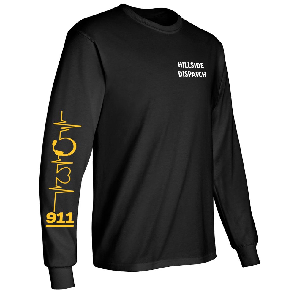 911 Heartbeat & Headset Unisex 2-Location Long-Sleeved T-Shirt ...