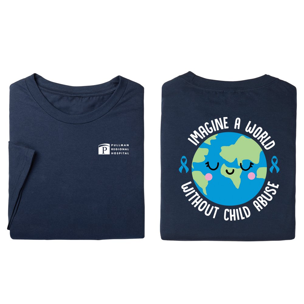 Imagine a World Without Child Abuse Unisex 2-Sided Short-Sleeved T ...