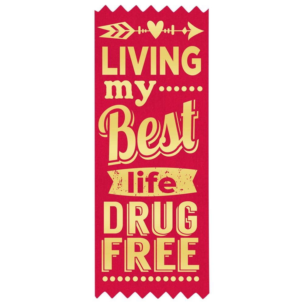Living My Best Life Drug Free Gold Foil-Stamped Ribbon - Pack of 100 ...