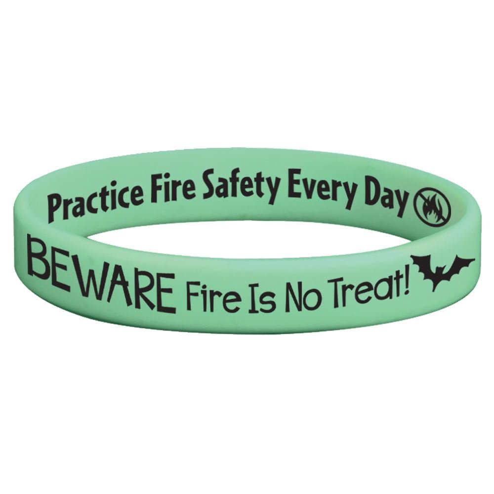 Beware: Fire Is No Treat Glow-In-The-Dark Silicone Bracelet - Pack of ...