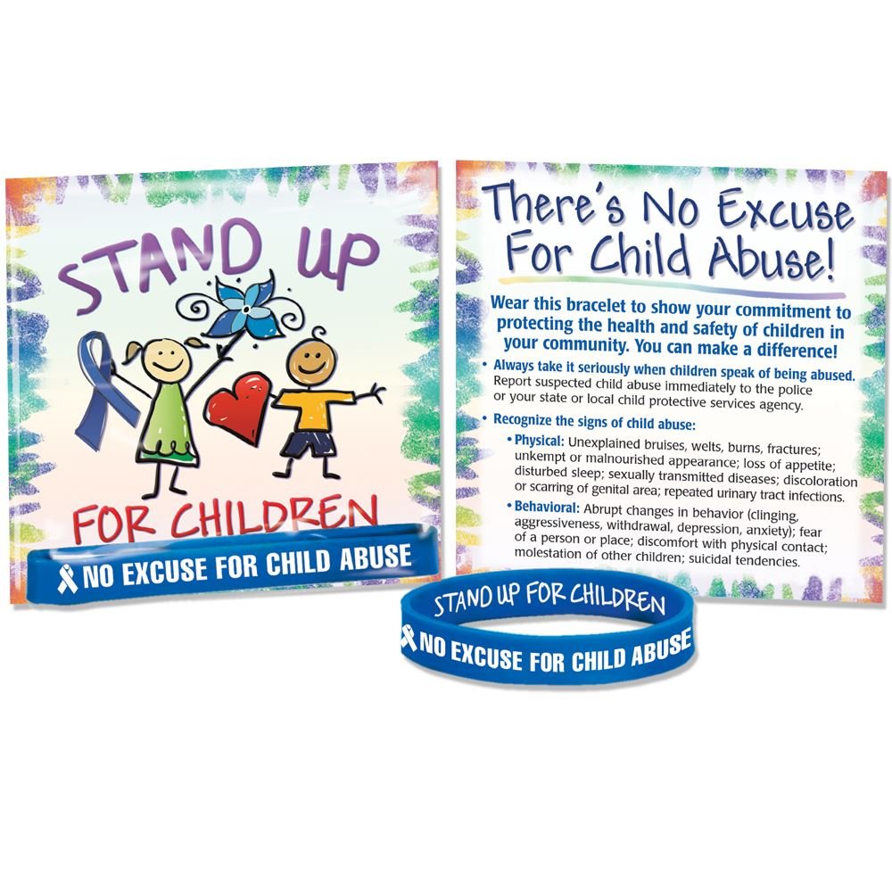 No Excuse For Child Abuse Awareness Bracelets With Card