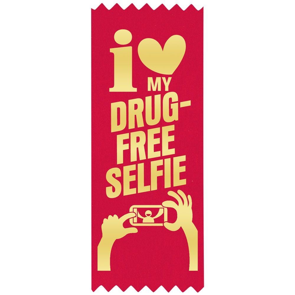 I (heart) My Drug Free Selfie - Red Satin Gold Foil-Stamped Self-Stick ...