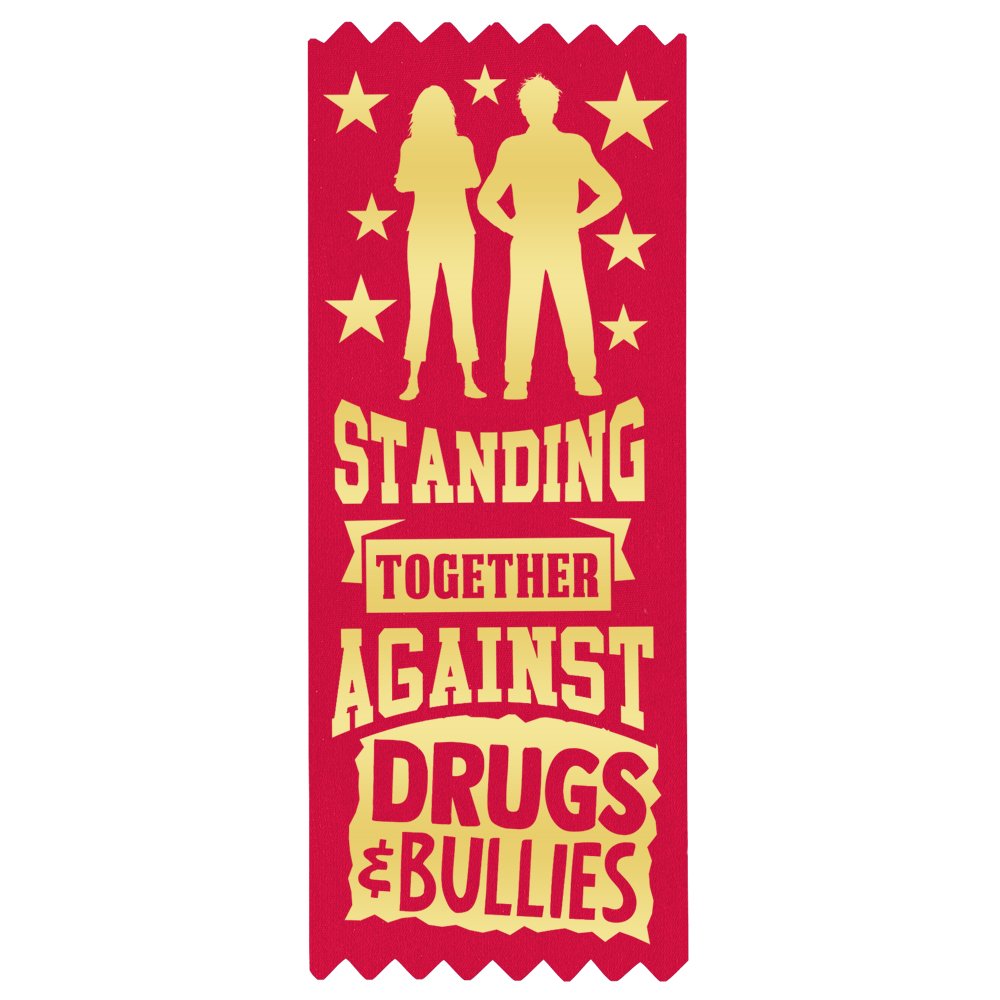 Standing Together Against Drugs & Bullies Self-Stick Red Satin Gold ...