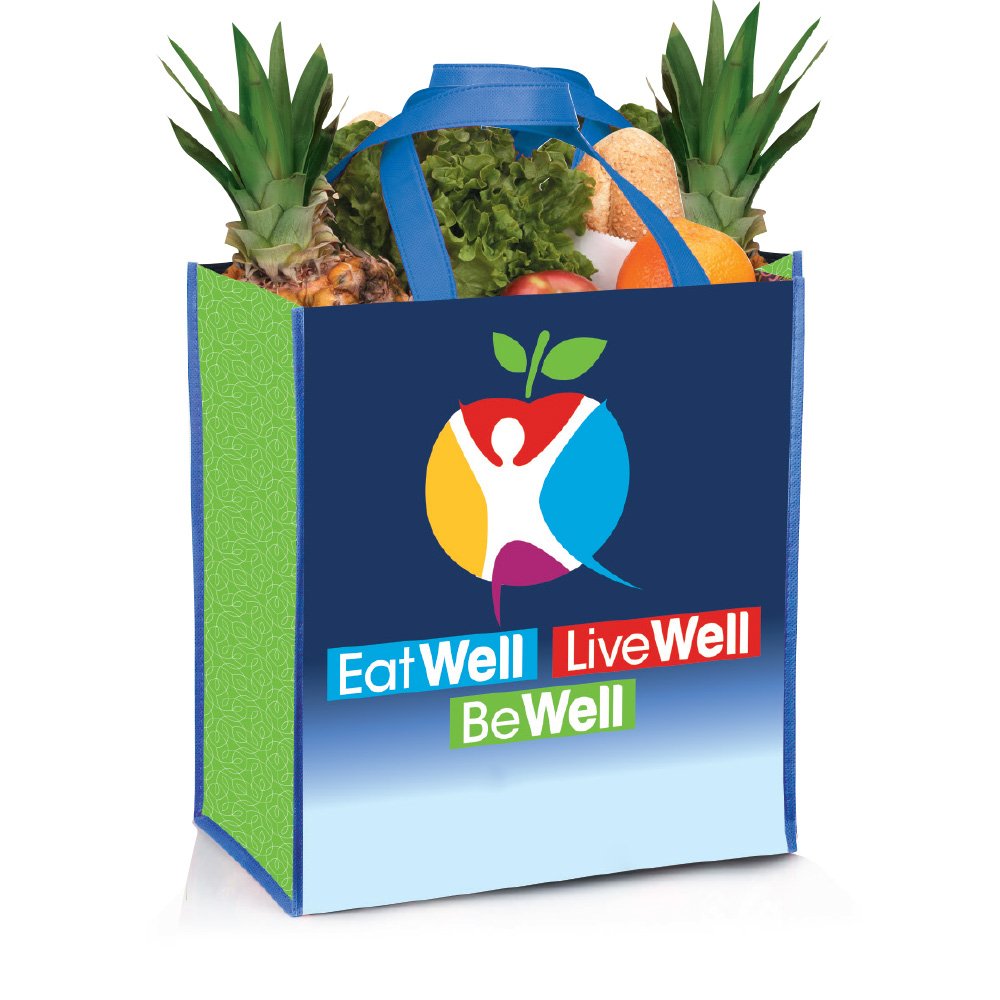 Eat Well, Live Well, Be Well Non-Insulated Laminated Eco-Shopper Tote ...
