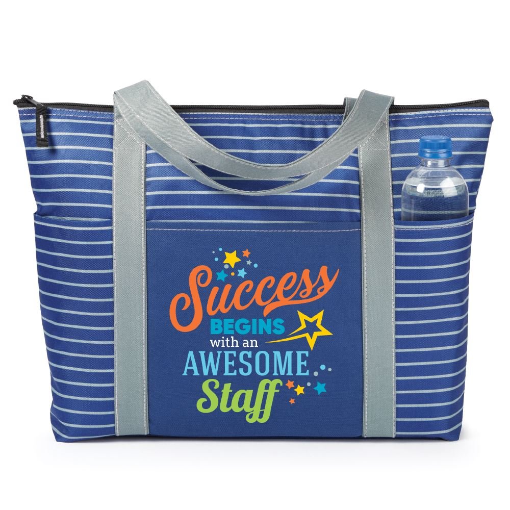 Success Begins With An Awesome Staff Avery Striped Tote Bag | Positive ...