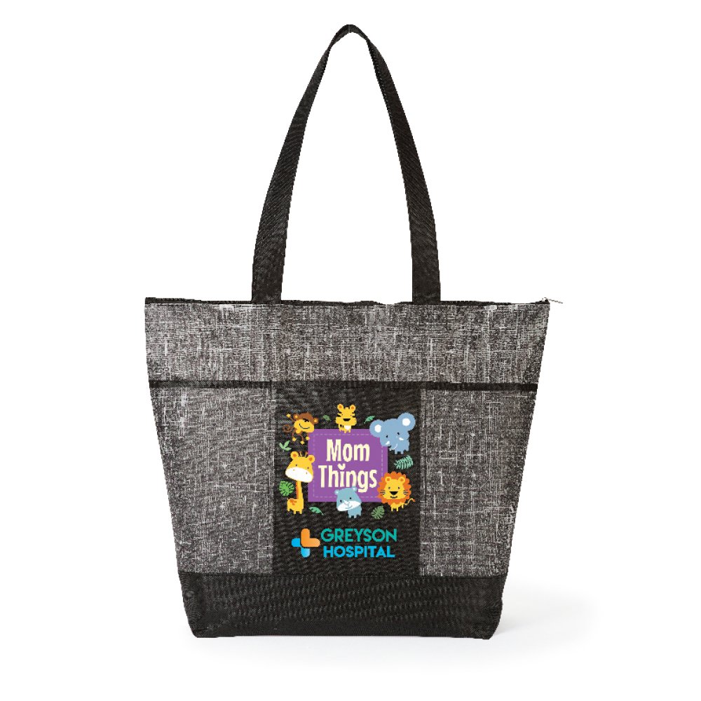 Mom Things Malibu Non-Woven Zippered Tote Bag - Personalization Available | Positive Promotions