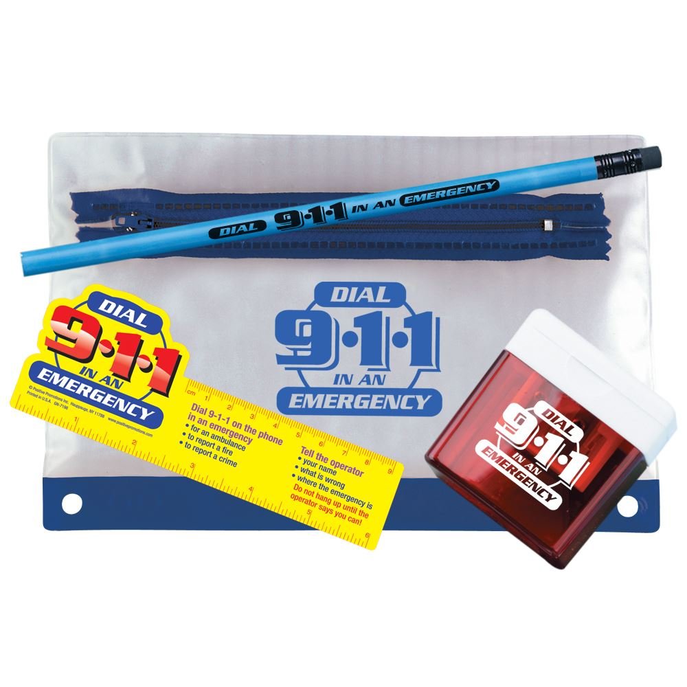Dial 9-1-1 In An Emergency Pencil Pouch Gift Set | Positive Promotions