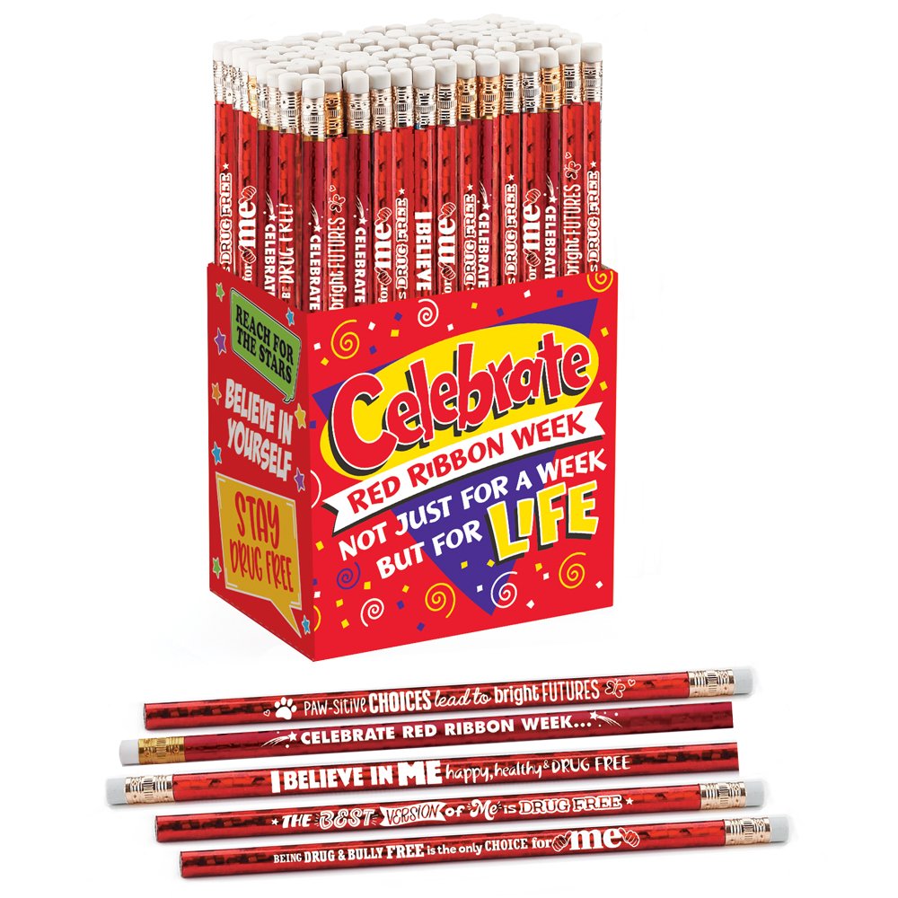Celebrate Red Ribbon Week... Sparkle-Foil Pencil Collection - Pack of ...