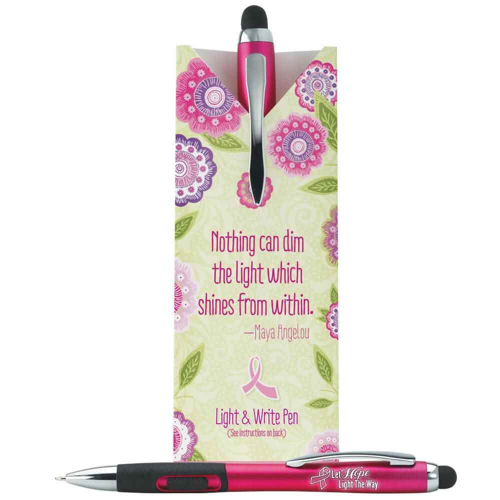 Let Hope Light The Way Light & Write Pen With Stylus In Pillow Box ...