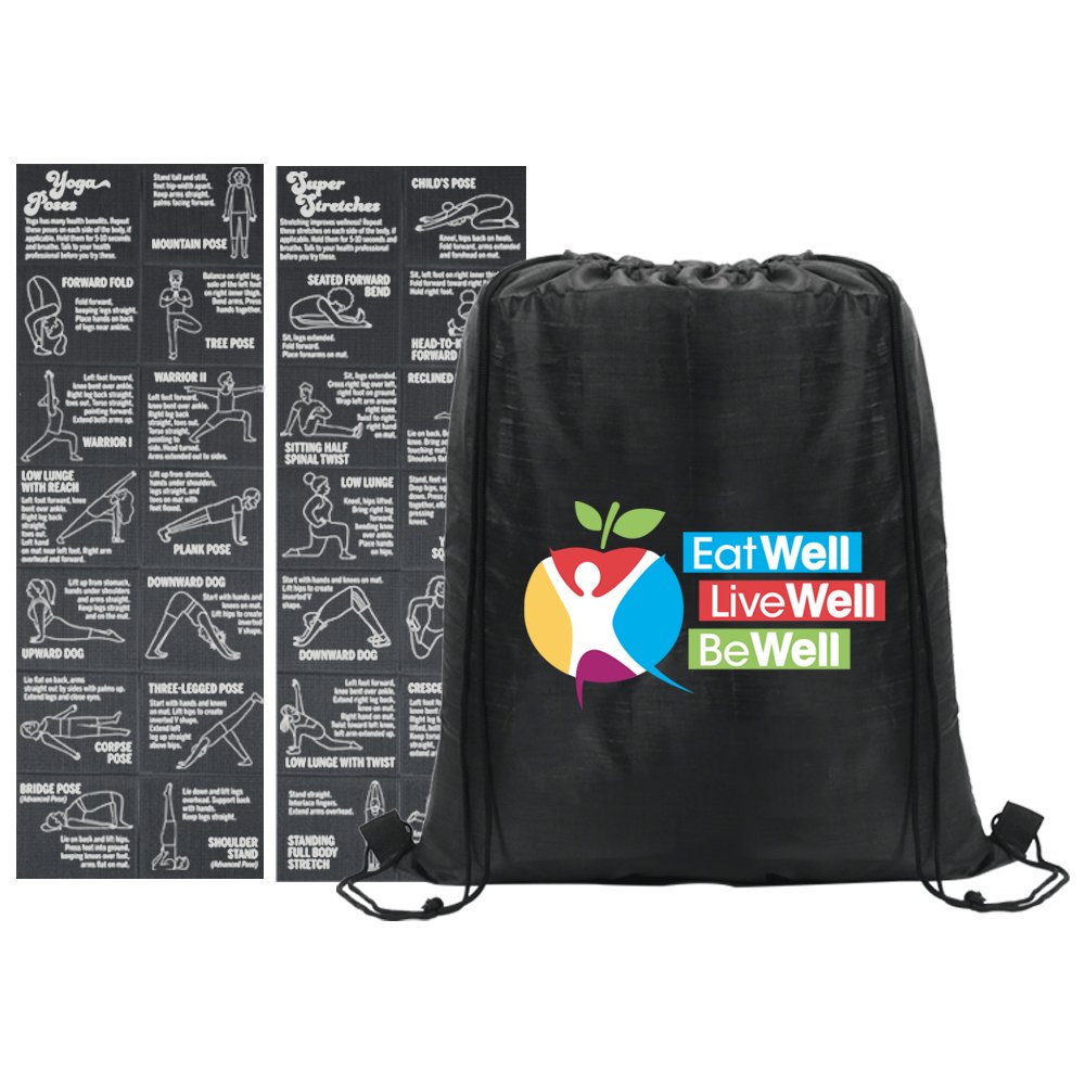 Eat Well, Live Well, Be Well Foldable Exercise Mat in Drawstring ...
