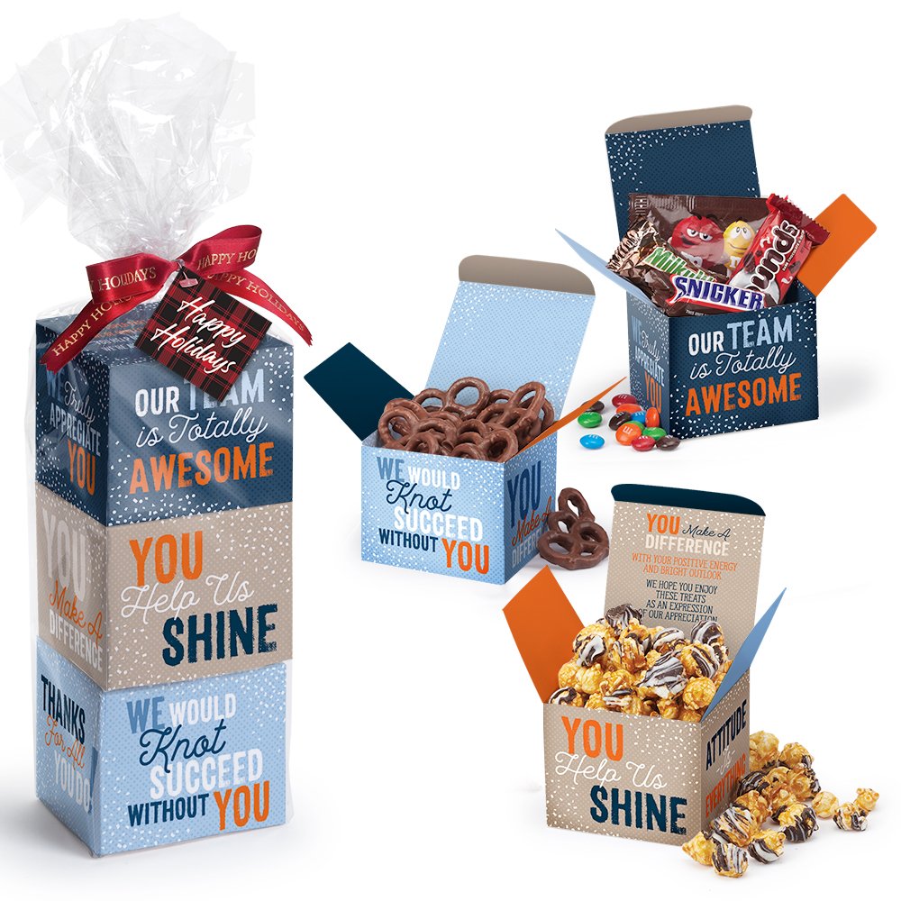 Mini Appreciation Treat Tower With Holiday Gift Tag | Positive Promotions