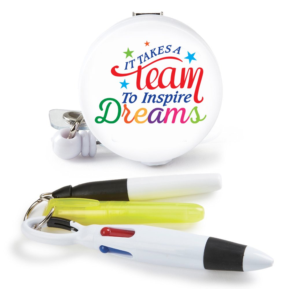 It Takes a Team to Inspire Dreams Badge Holder & 3-Piece Pen Assortment ...