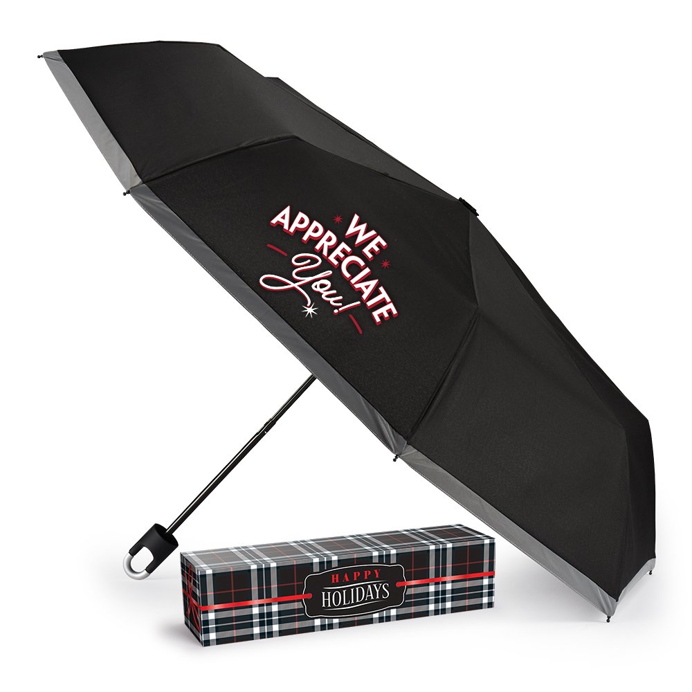 We Appreciate You! 38" Clip Umbrella With Safety Reflective Trim in ...