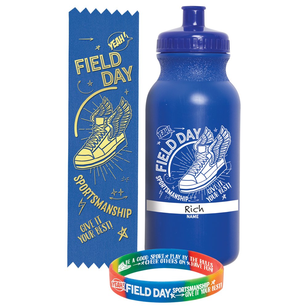 Field Day Sportsmanship Ribbon, Water Bottle, & Bracelet Combo ...