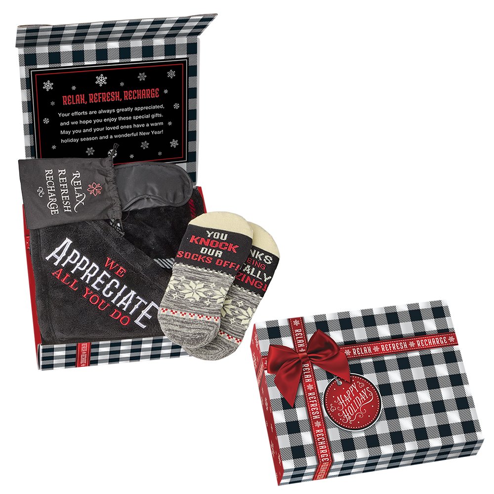 Relax, Refresh, Recharge Holiday Box Gift Set With Mink Fleece Blanket ...