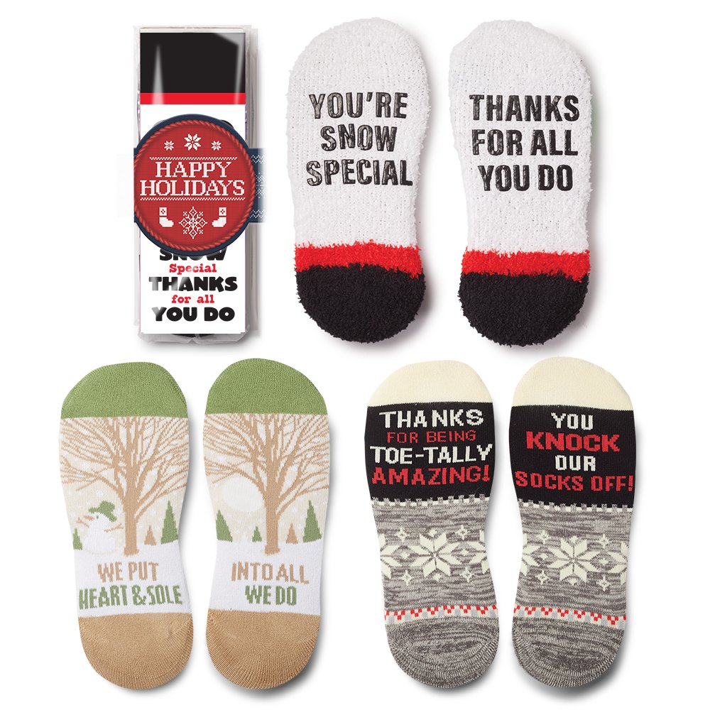 Snow 3-Pack Sock Assortment in Holiday Gift Wrapper | Positive Promotions