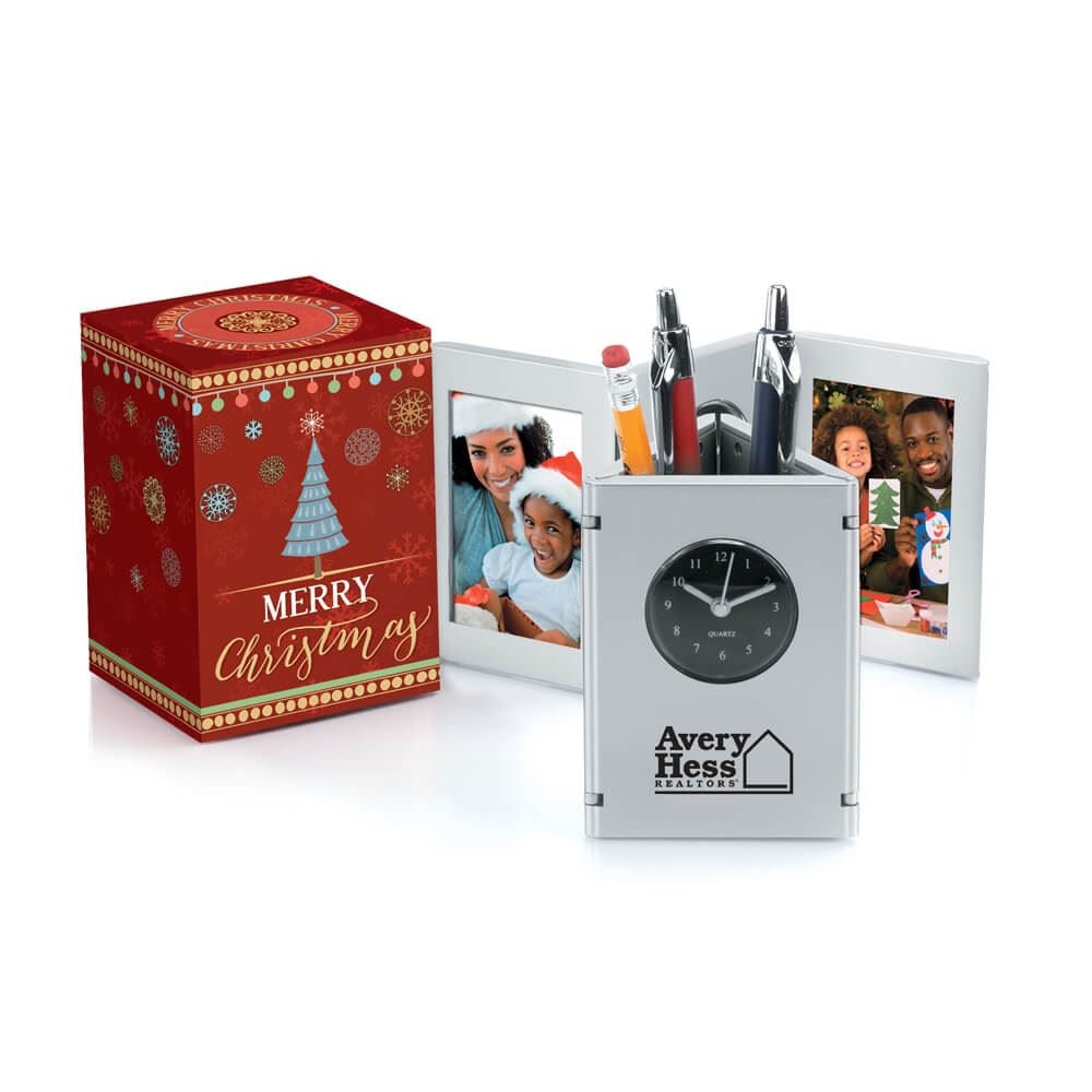 Tri-Fold Frame Clock & Caddy In Merry Christmas Gift Box ...