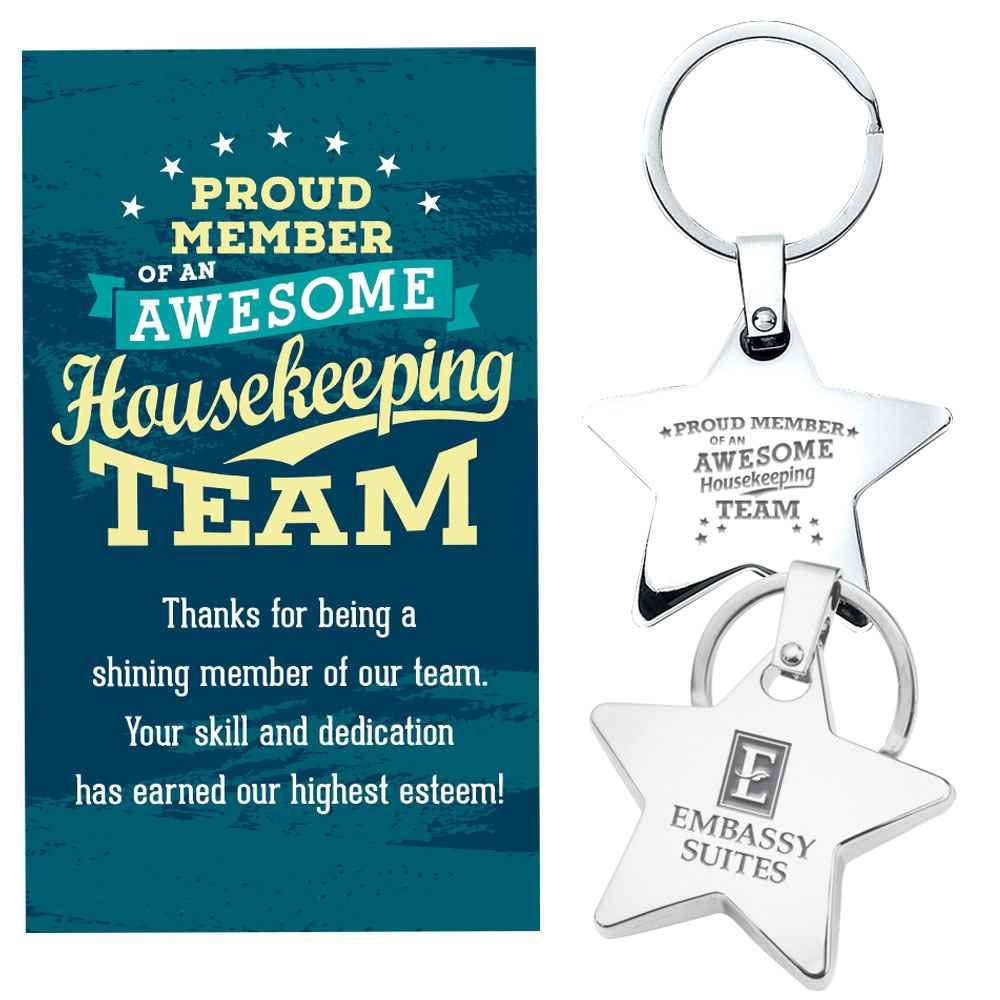 Proud Member Of An Awesome Housekeeping Team Star Key Tag With Keepsake ...
