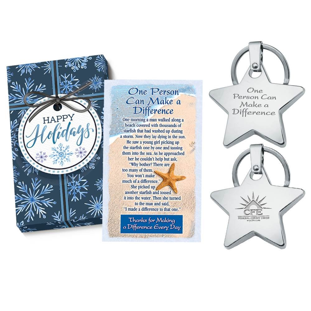 One Person Can Make A Difference Star Key Tag Gift Set with Holiday ...