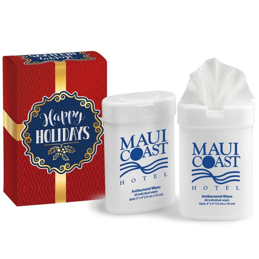 Antibacterial Wipes In Holiday Gift Box - 60 Wipe Canister ...